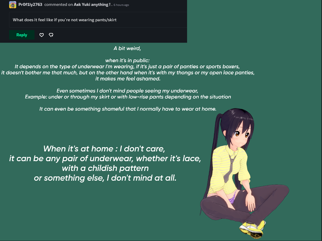 Yukis Opinion On Not Wearing Pantsskirt By Littlemask25 On Deviantart
