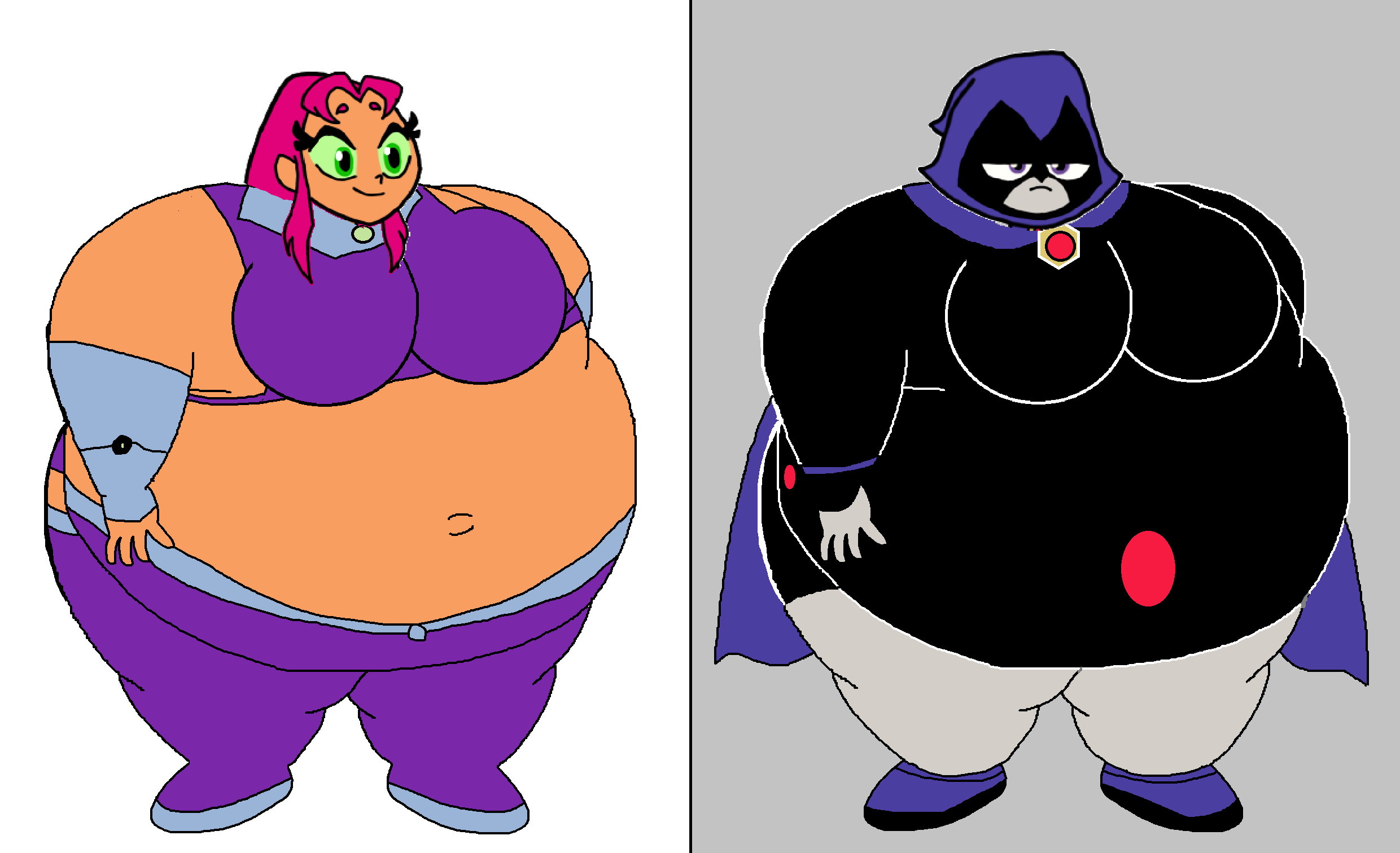 Fat Starfire And Raven By Thegothengine On Deviantart