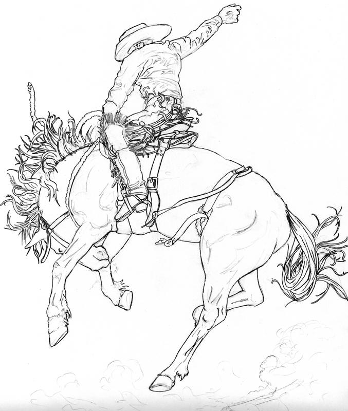 saddle bronc riding coloring pages