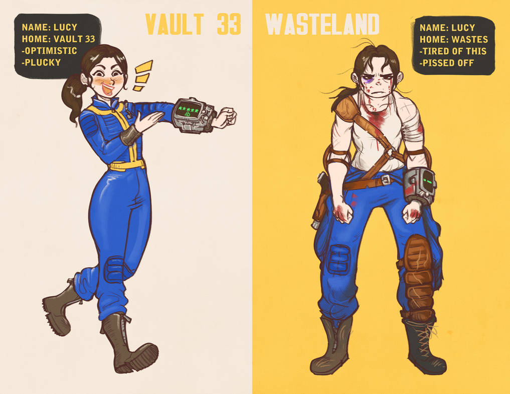 Lucy Before And After Deciding To Leave Vault 33 By Overshia On Deviantart