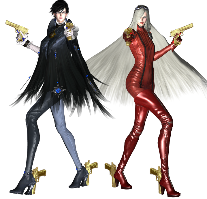 Bayonetta And Jeanne With Golden Guns By Artemismoonguardian On Deviantart