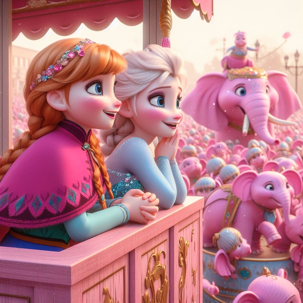 Anna And Elsa Pink Elephants On Parade Ai By Joshuaecw21985 On Deviantart