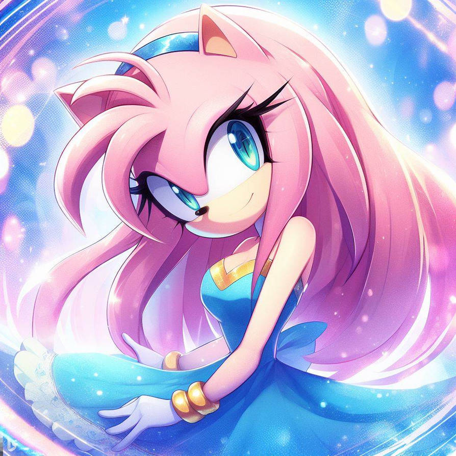 Amy Rose Long Hair Dress Blue By Lovheart836373 On Deviantart