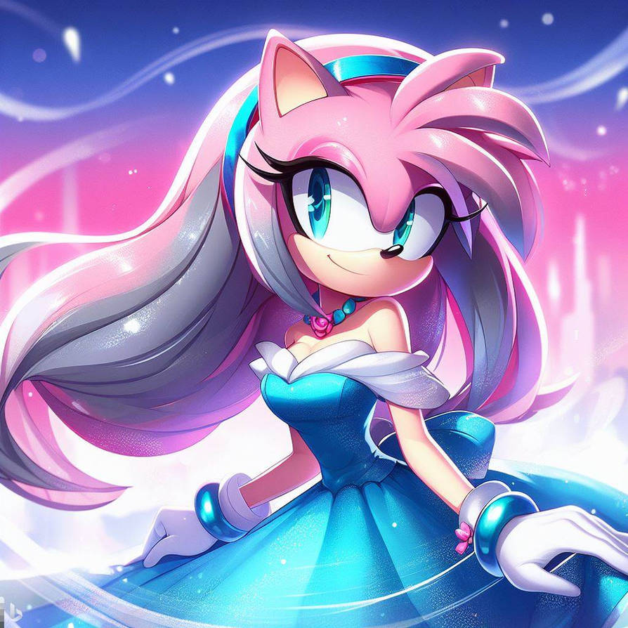 Amy Rose Long Hair Dress Blue By Lovheart836373 On Deviantart