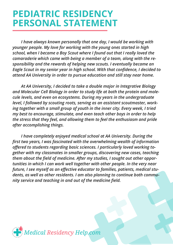 Pediatric Residency Personal Statement Sample by MedicalResidencyUSA on ... Pediatric Residency Personal Statement Sample by MedicalResidencyUSA on ...