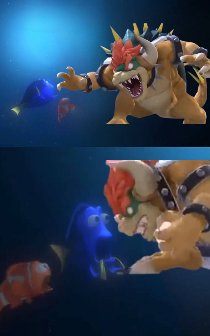 Marlin And Dory Encounter Giga Bowser By Markgurrola On Deviantart