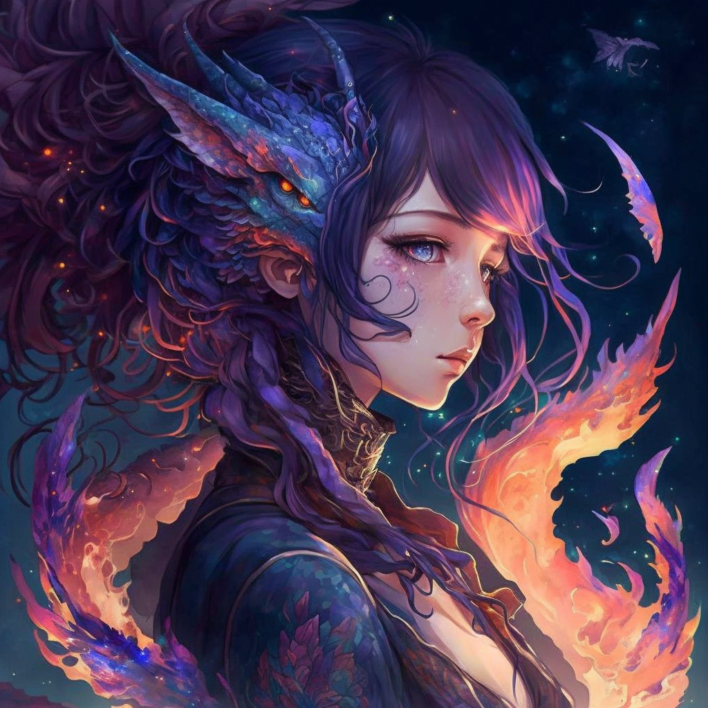 Anime Girl With Dragon