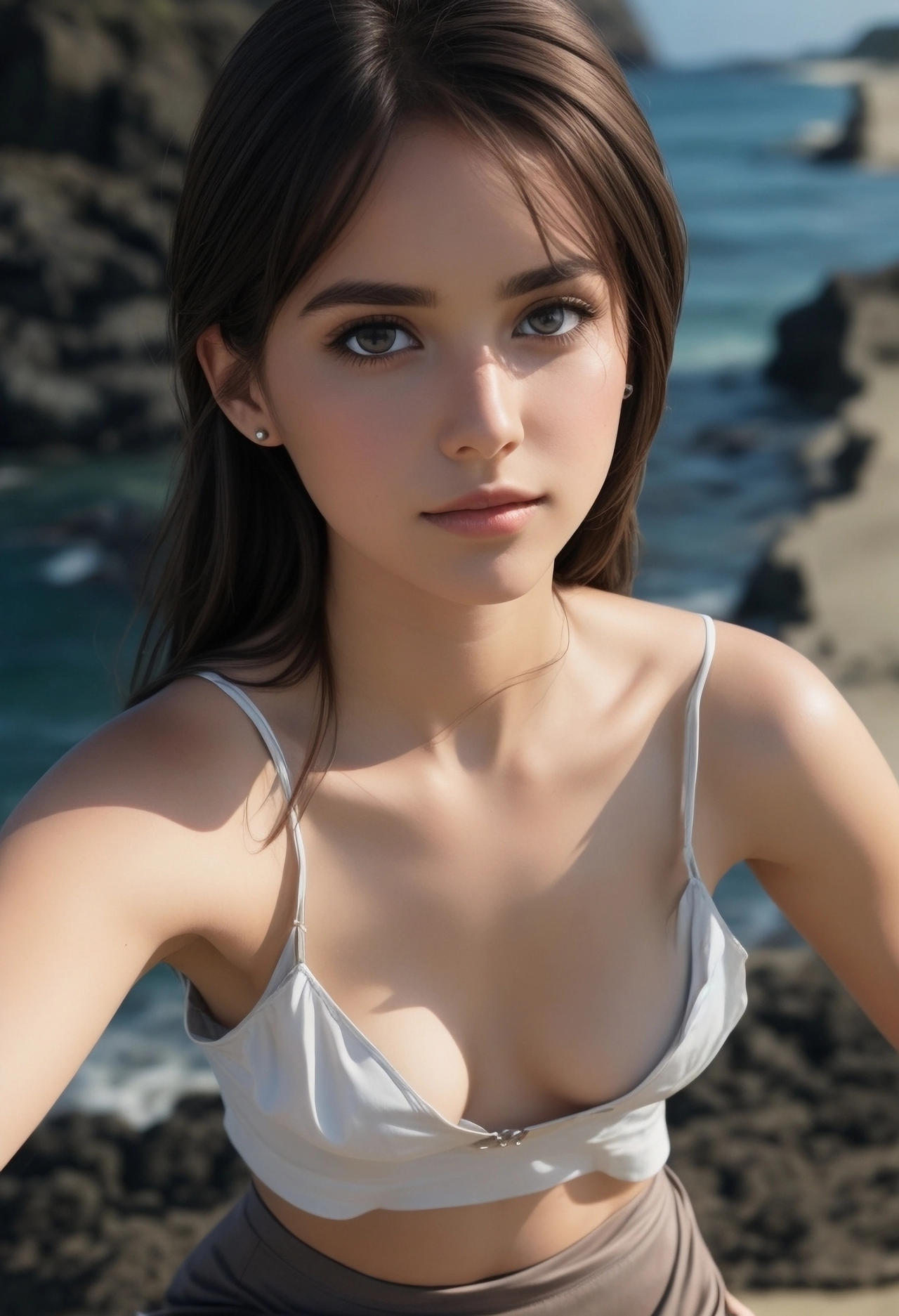 Stunning Woman In A Low Cut Blouse By Artdigyai On Deviantart