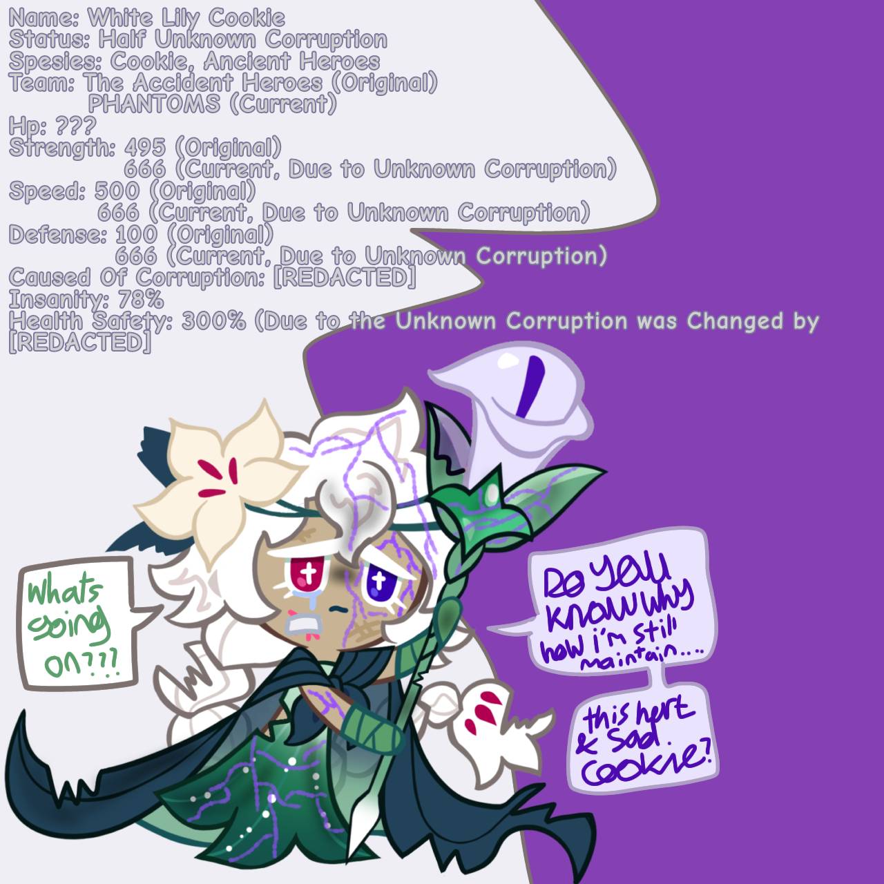 White Lily Cookie Unknown Corruption Au By Unkownpurrfect On Deviantart