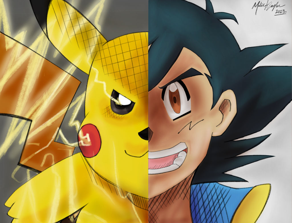 Ash Ketchum Aka Satoshi And Pikachu Fan Art 2023 By Leektoonish On