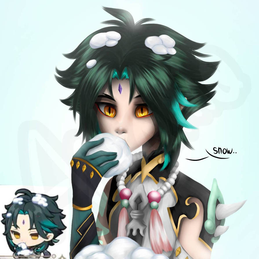 Xiao Eating Snow Sticker Genshin Impact By Antoniojiki On Deviantart