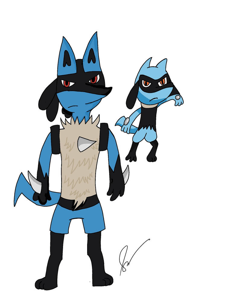 Lucario And Riolu Pokemon By Darkwolfknight00 On Deviantart