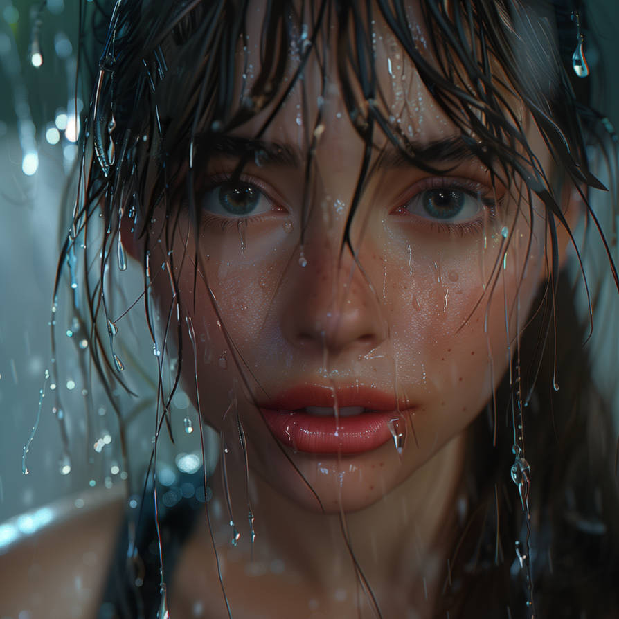 Cute Girl In Rain 3 By Ai Mollie Anderson On Deviantart