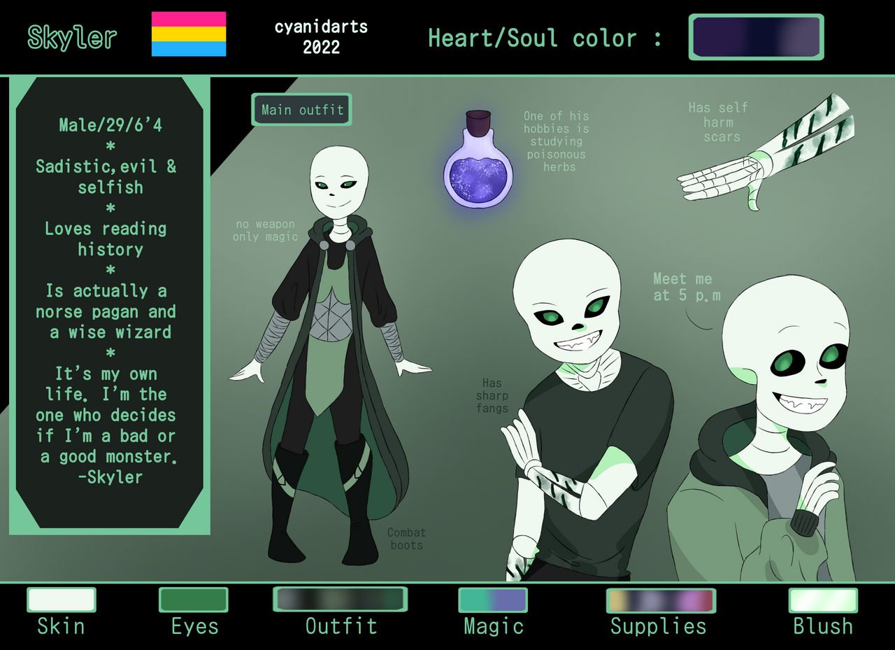 Undertale Skeleton Oc Reference Sheet By Cyanidarts On Deviantart