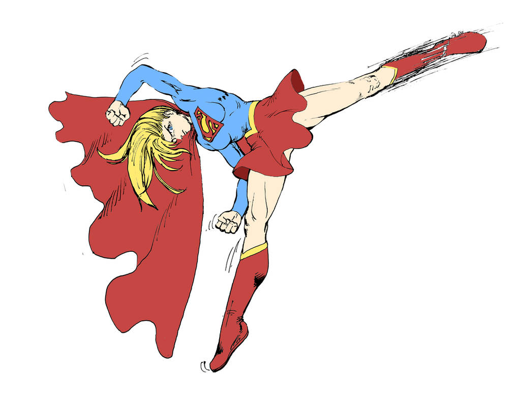 Supergirl Kick By Comiken On Deviantart