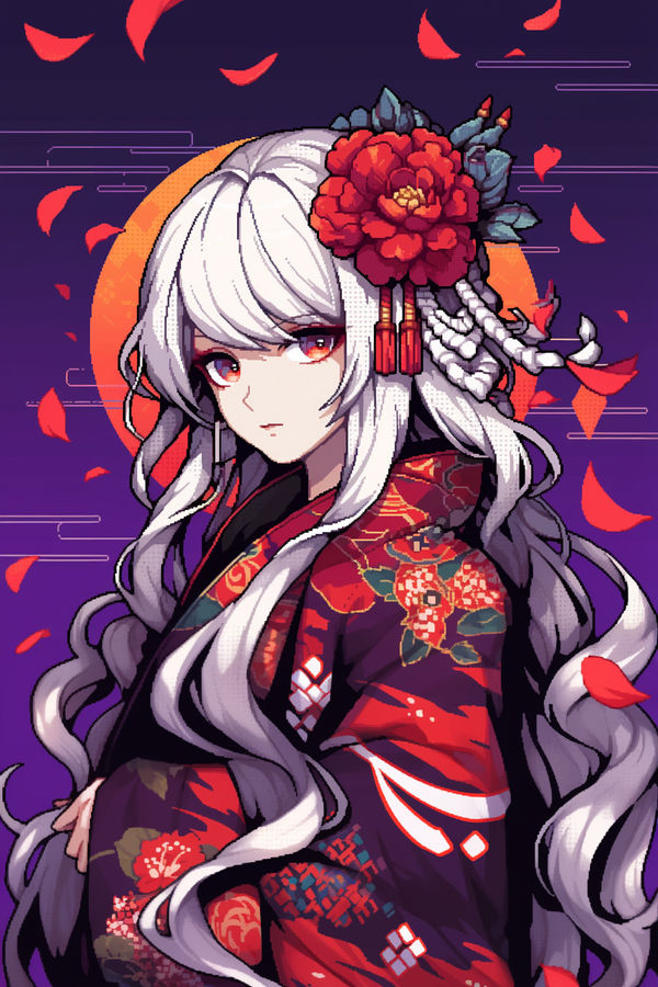 Kimono Girl With White Hair By Tuwalg On Deviantart