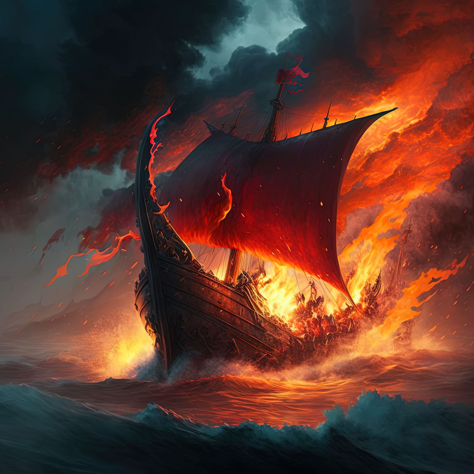 Burning Drakkar (AI art) by 3D1viner on DeviantArt Burning Drakkar (AI art) by 3D1viner on DeviantArt