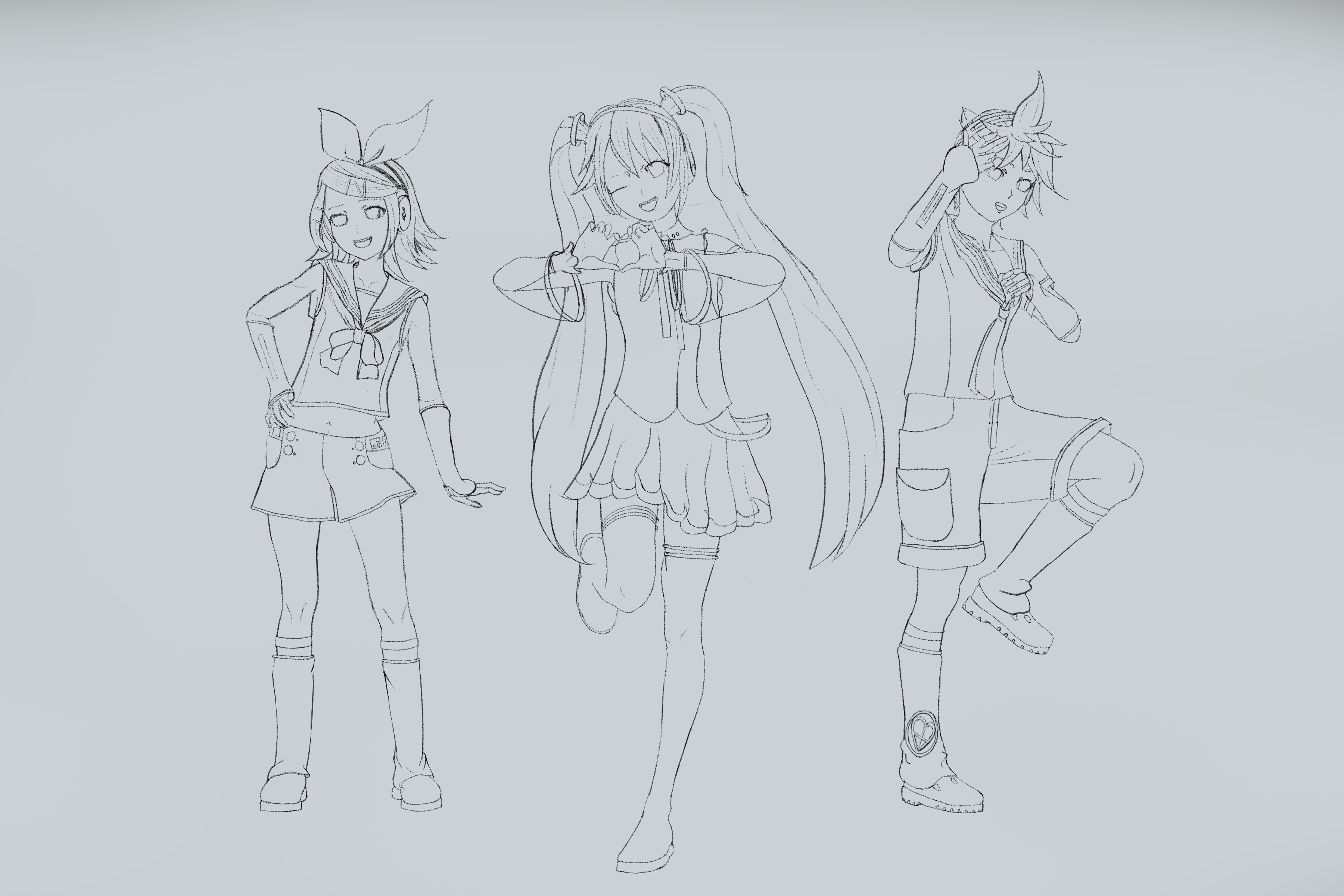 Miku Rin And Len Wip By Beepbeepimmadragon8 On Deviantart