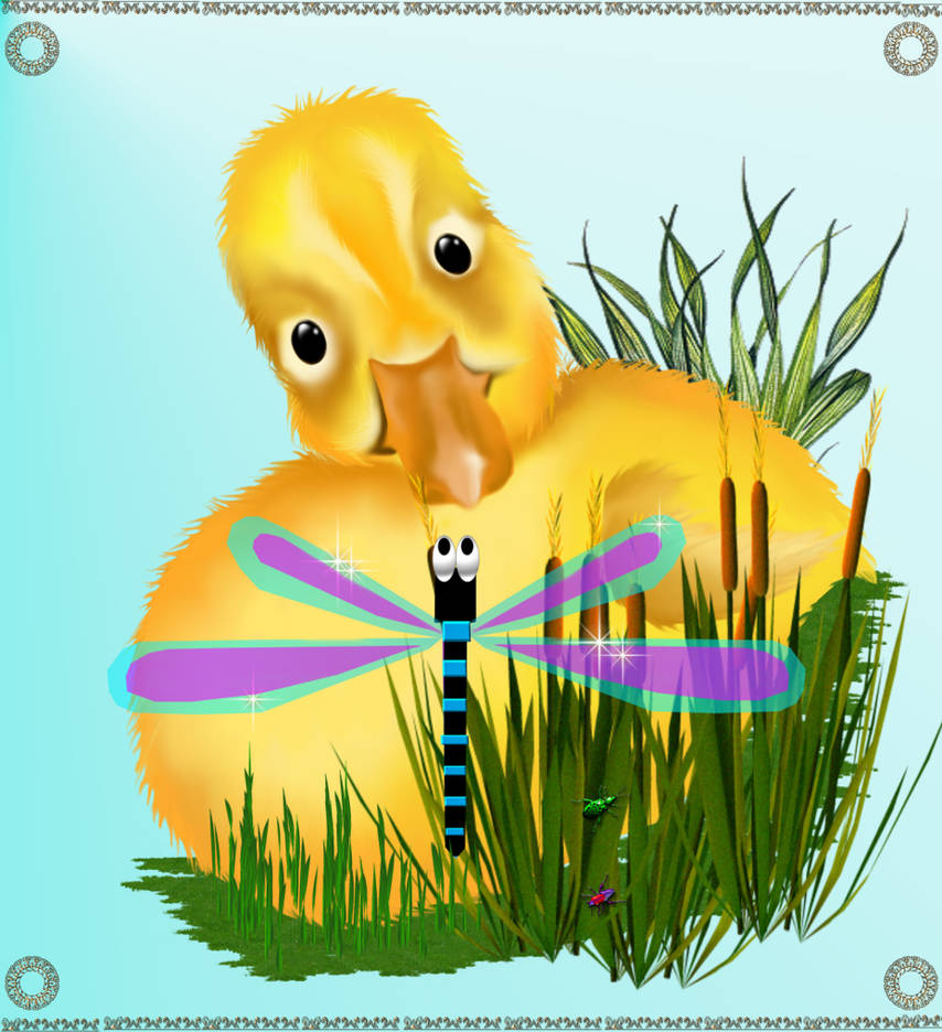 Baby Duck and Dragonfly by lotacats05 on DeviantArt