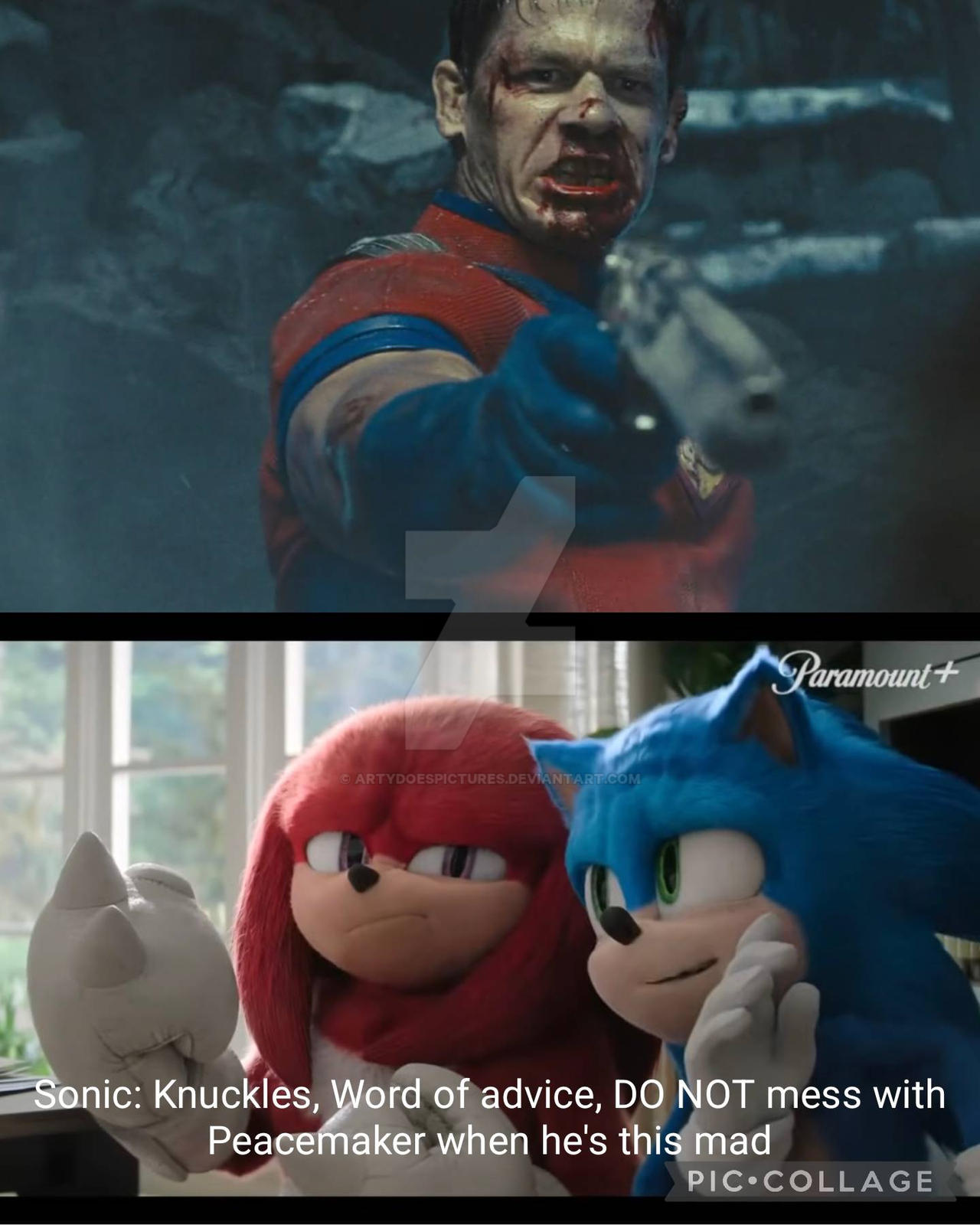 Sonic Advises Knuckles About Peacemakers Anger By Artydoespictures On
