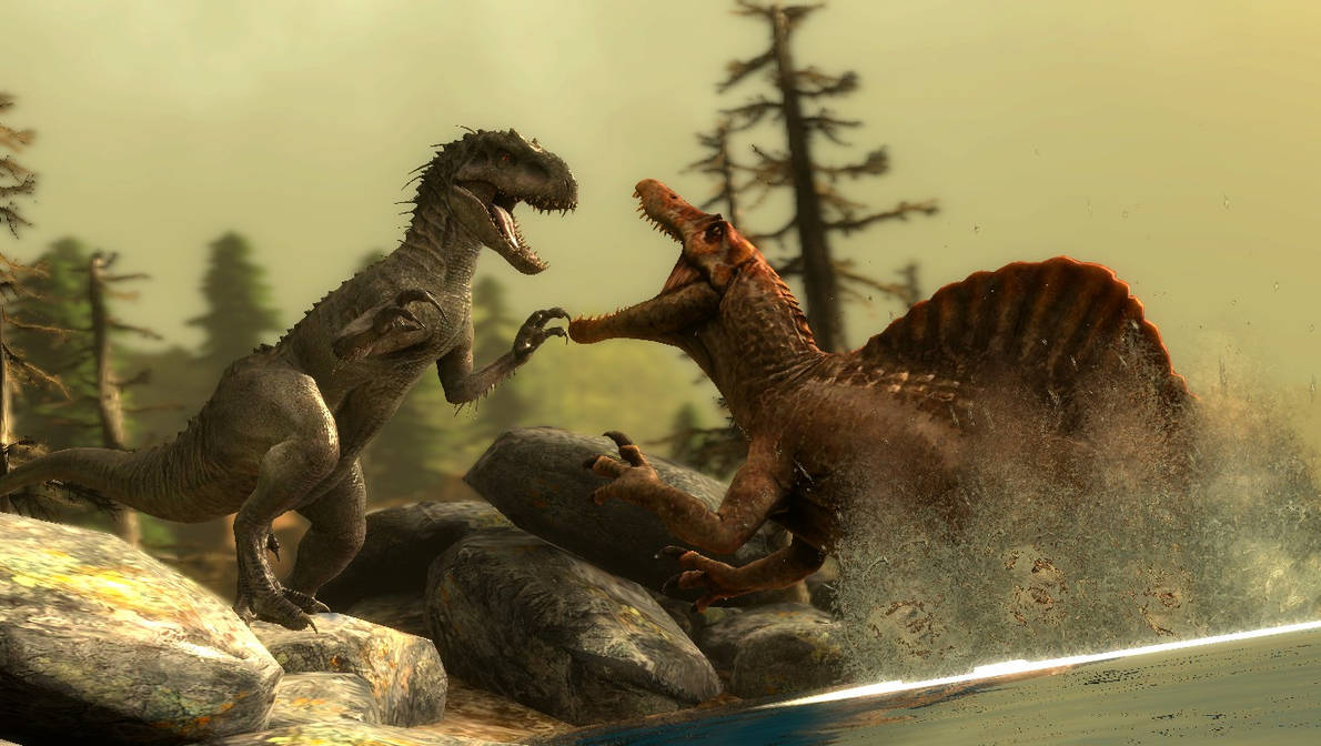Digital Art Indominus Rex Vs Spinosaurus By Trexrazor Ourartcorner