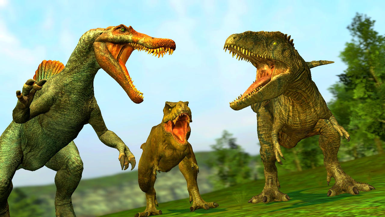 Spino Vs Giga Vs Rexy by TREX096 on DeviantArt Spino Vs Giga Vs Rexy by TREX096 on DeviantArt