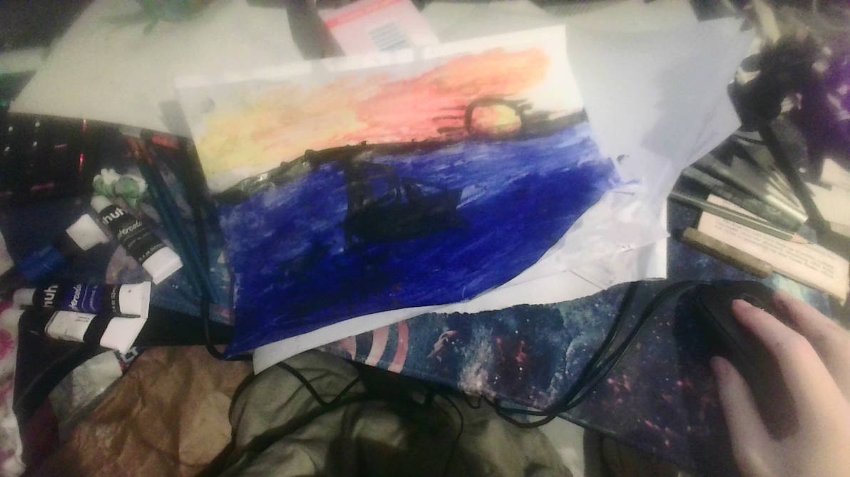 Boat Sunset Scene By Lunazaki On Deviantart