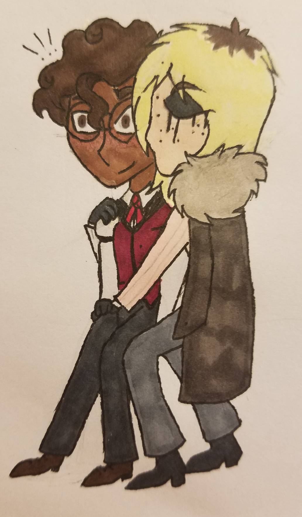 Surprise Kiss Human Alastor X Human Angel Dust By Pixelpop1702 On Deviantart