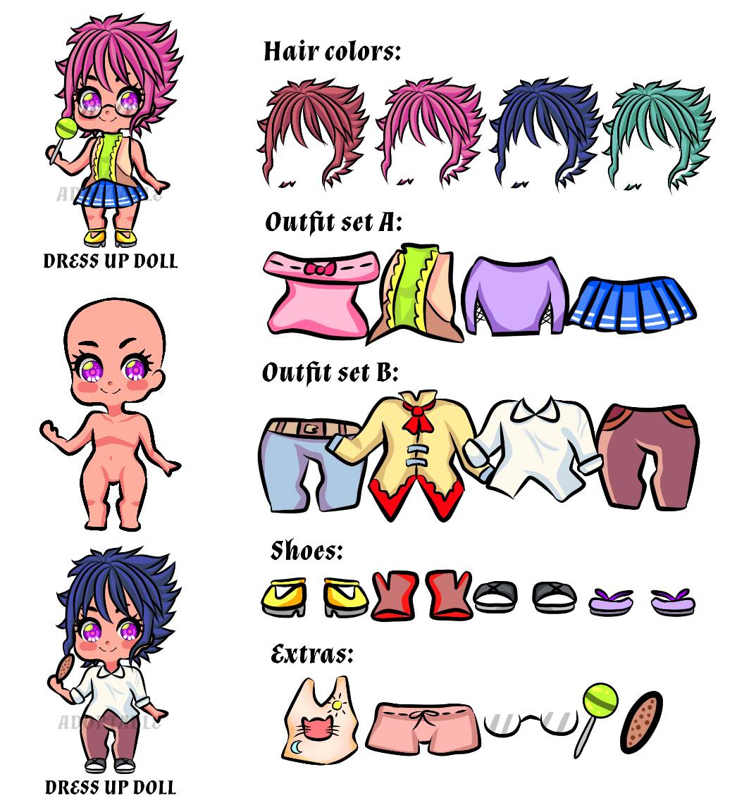 Auction Adoptable Unisex Dress Up Chibi Doll By Shiroyuuuuki On Deviantart