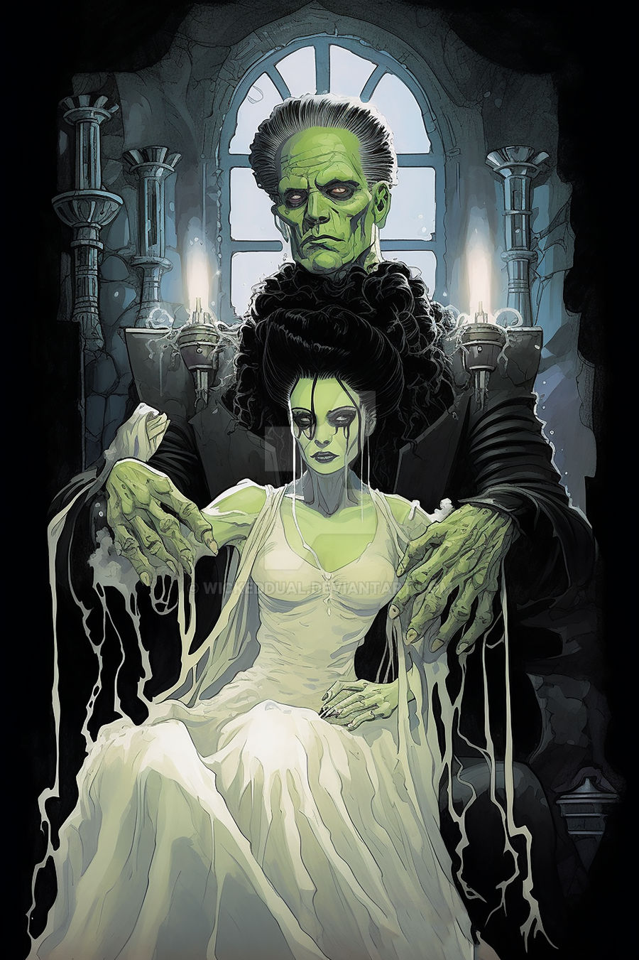 Frankenstein And His Bride By Wickeddual On Deviantart