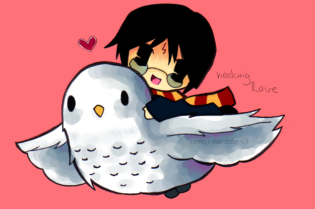 Harry and Hedwig by orenji-no-ame on DeviantArt