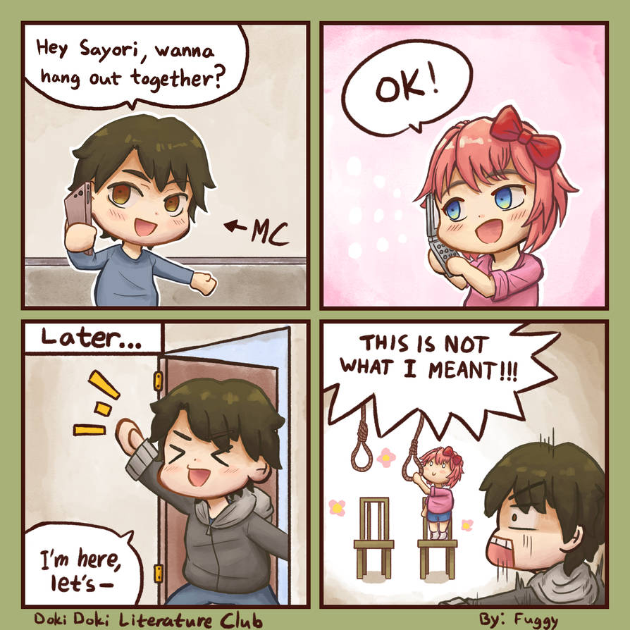 Hanging Out With Sayori By Fuggyart On Deviantart