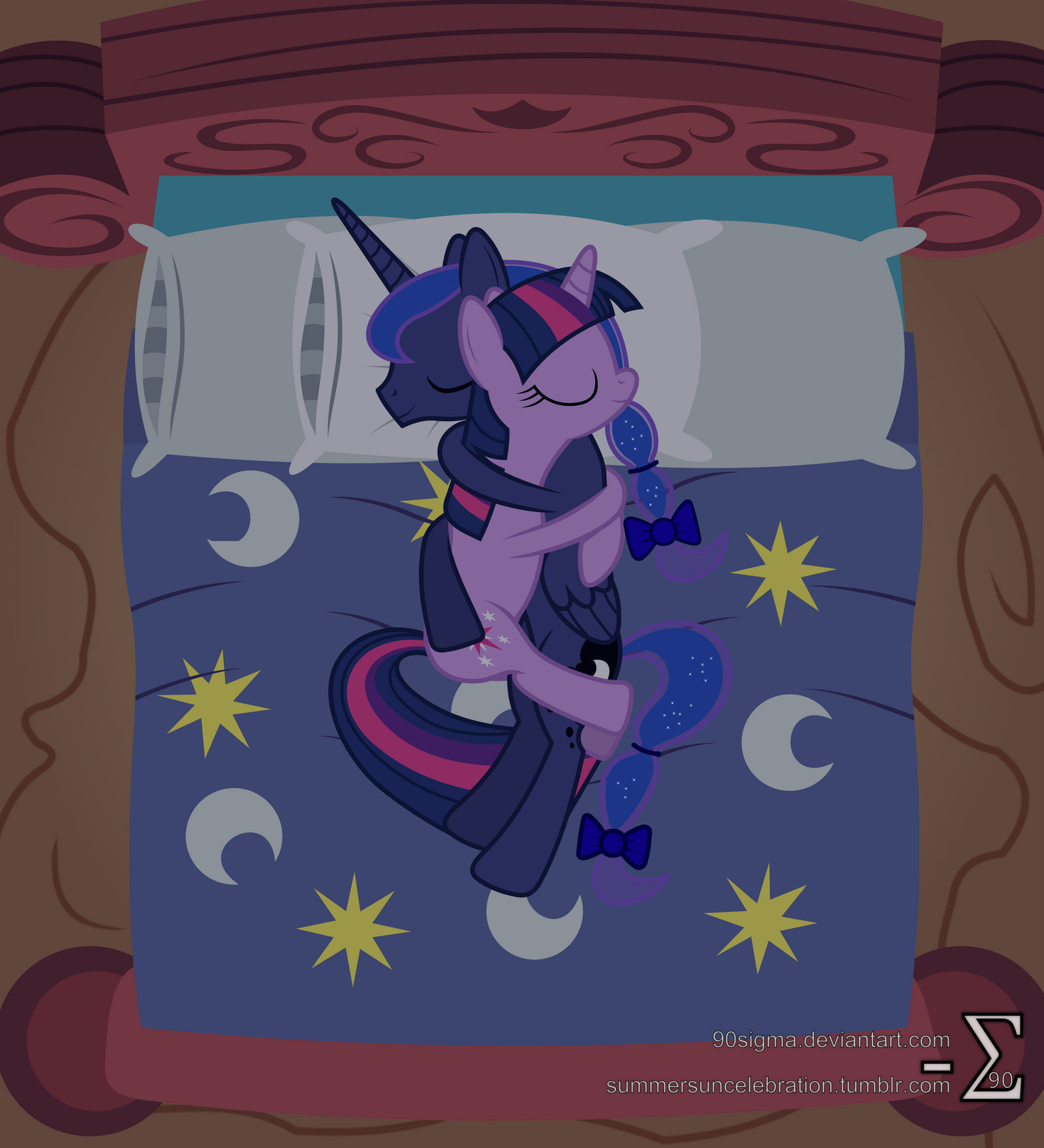 Princess Luna And Twilight Sparkle Cuddling 3 By 90sigma On Deviantart