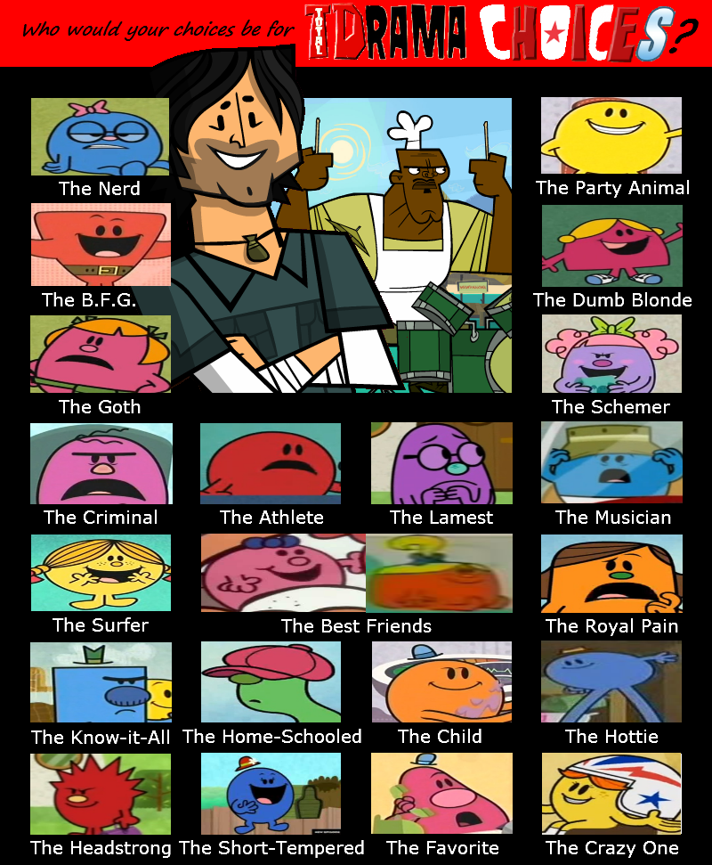 Total Drama Mr Men Choices Meme by DEEcat98 on DeviantArt Total Drama Mr Men Choices Meme by DEEcat98 on DeviantArt