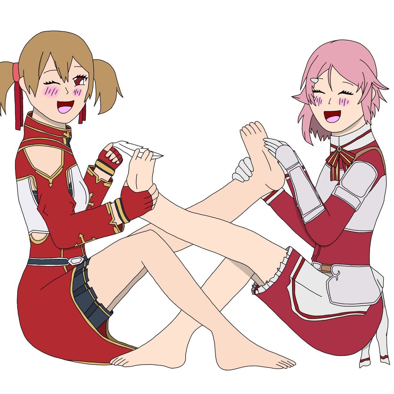 Silica Vs Lisbeth Tickle Fight By Skysurprise On Deviantart