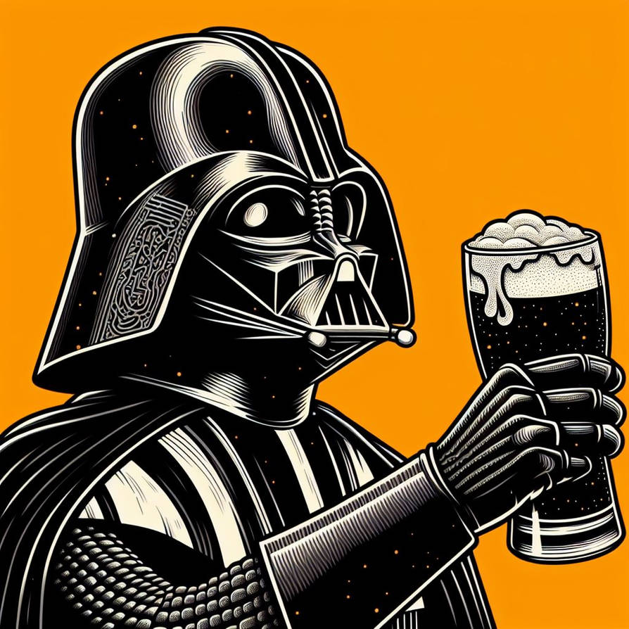 Darth Vader Drinking Black Beer 1 By Nikottroou On Deviantart
