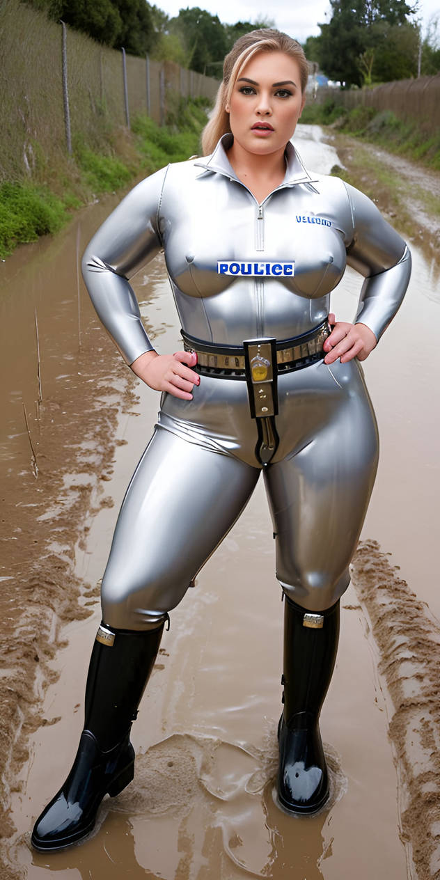 Plussize Policewoman Stuckquicksand Posing Wetlook By Kathrin Inaka On