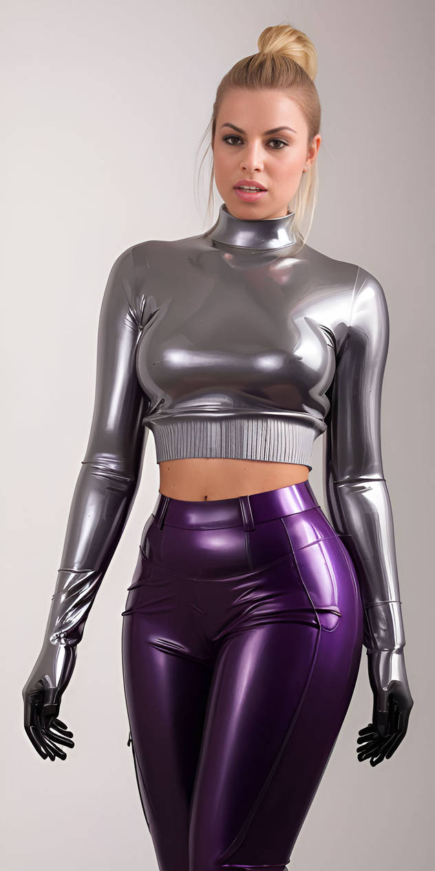 Thick Broad Working Chrome Violet Latex Cargopants By Kathrin Inaka On