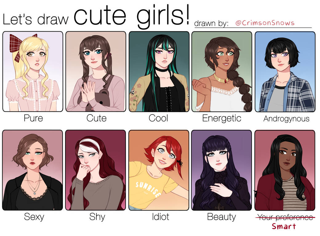 Let's Draw Cute Girls Meme! by CrimsonSnows on DeviantArt Let's Draw Cute Girls Meme! by CrimsonSnows on DeviantArt