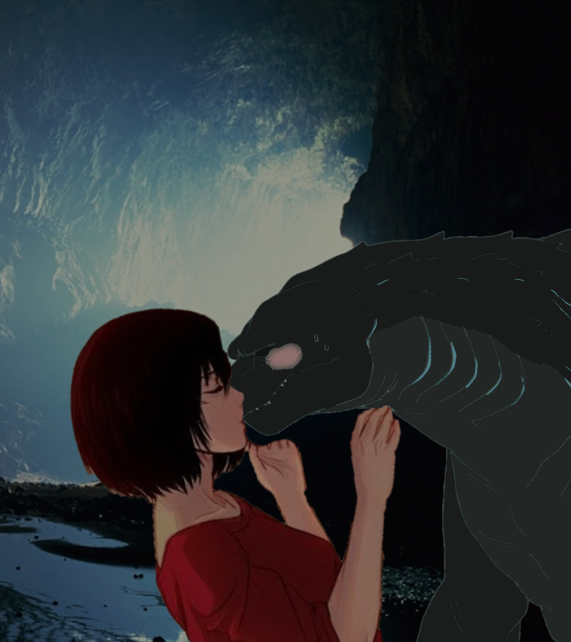 Godzilla And Mikasa Kiss By Barbourosaurus On Deviantart