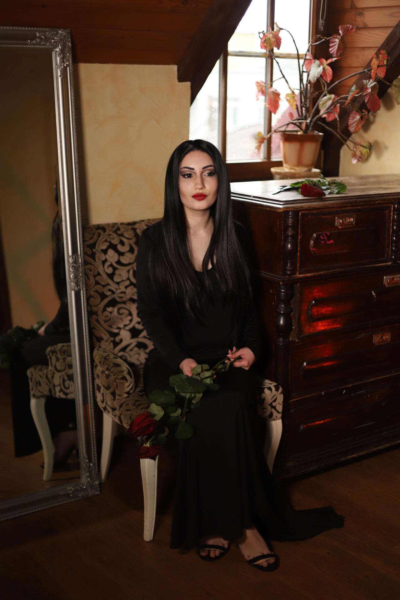 Morticia Addams Cosplay With Roses In Colour By Gingeriadna On Deviantart
