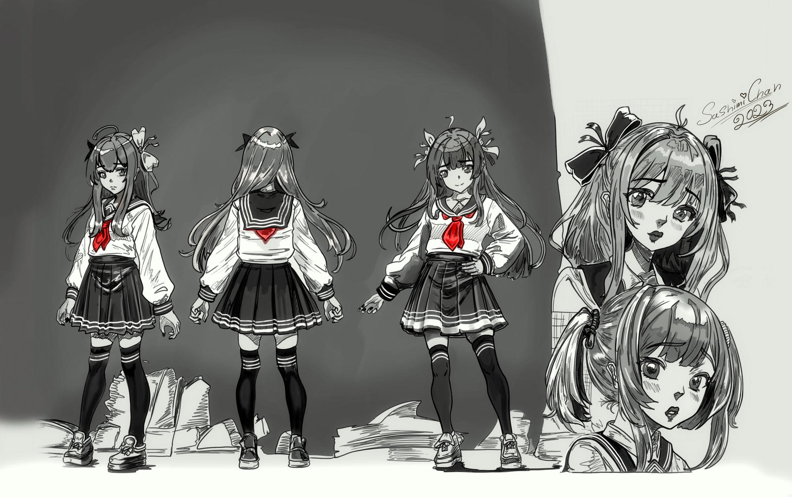 Anime Schoolgirl Sketches By Sashlmlsan On Deviantart
