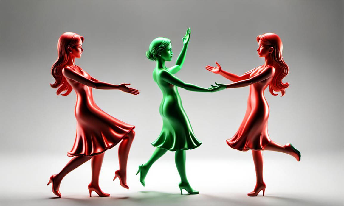 Red Girl And Green Girl Dancing By Mariodit On Deviantart
