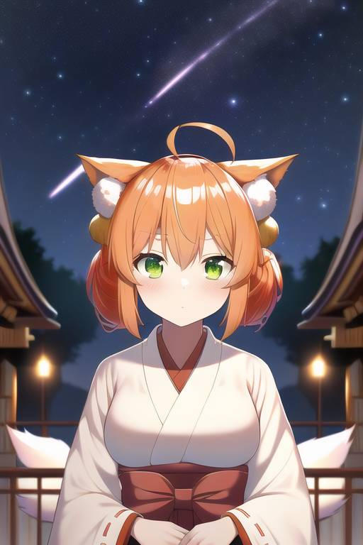 A Kitsune Girl With Shrine Maiden Outfit By Deltakinghakujutsu On