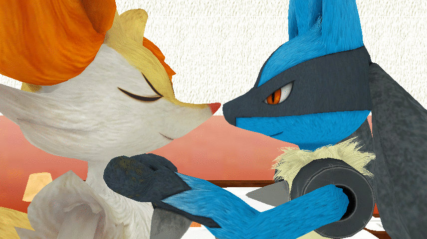 Lucario Rubs Braixen By Deriloko2 On Deviantart