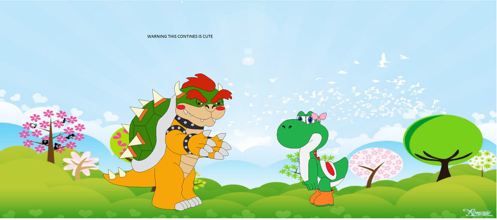 Female Yoshi Kiss Bowser On The Check And Blashing By Yoshiarta123456789 On Deviantart