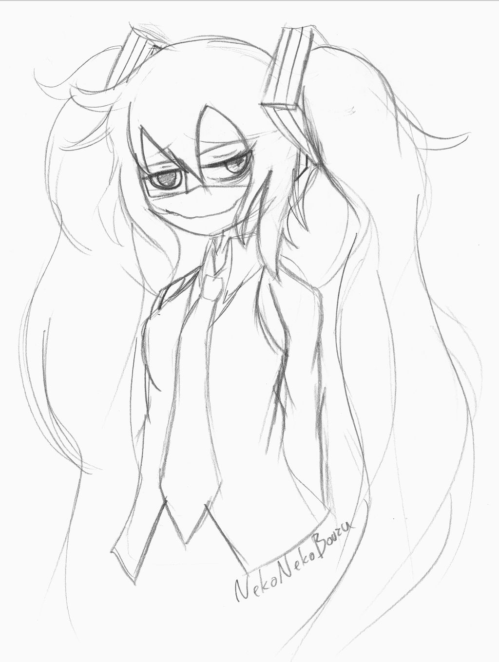 Virus Miku Wip Sketch By Nekonekobouzu On Deviantart