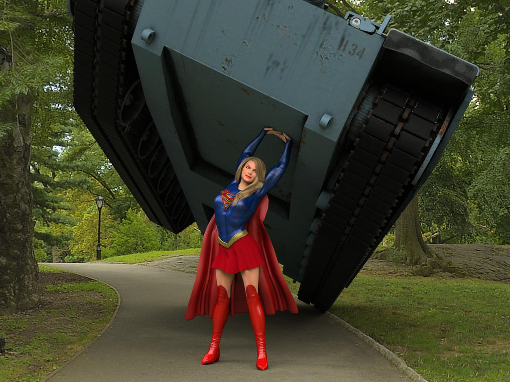 Supergirl Lifts A Tank 4 By Dahrialghul On Deviantart