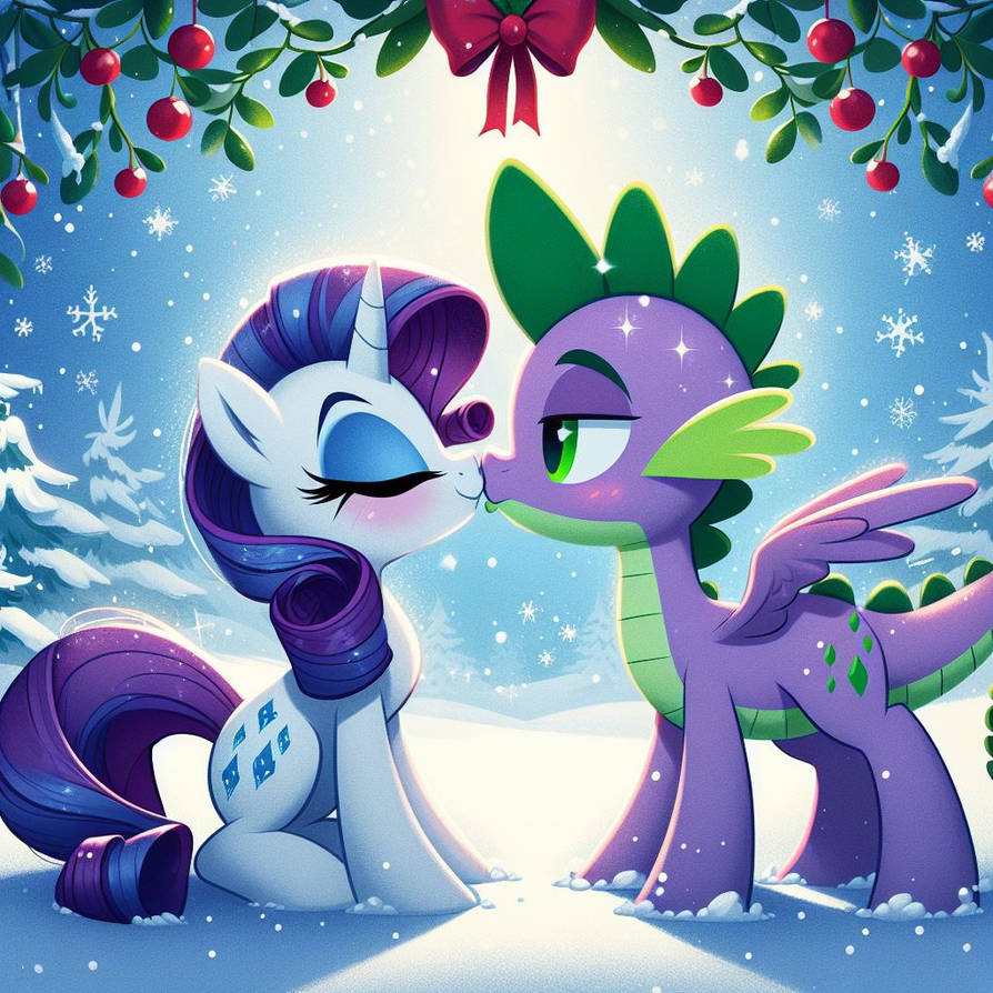 Spike And Rarity Mistletoe Kiss By Stitchfan08steven On Deviantart