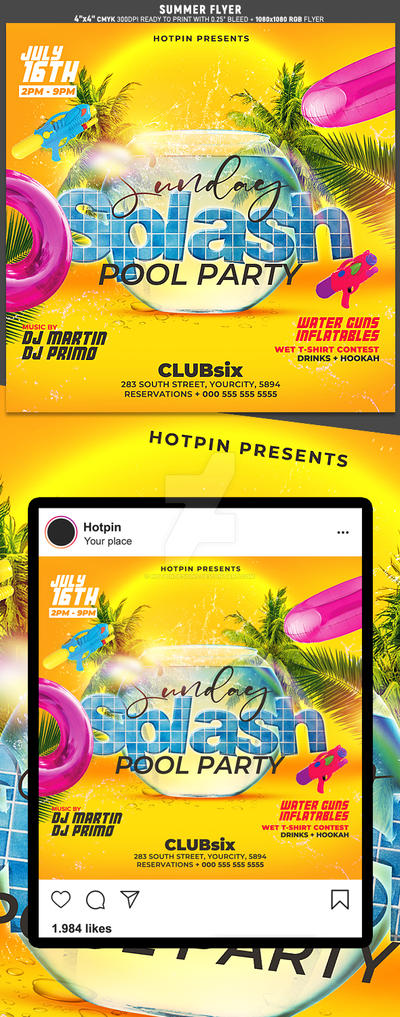 Summer Pool Party Flyer Template By Hotpindesigns On Deviantart